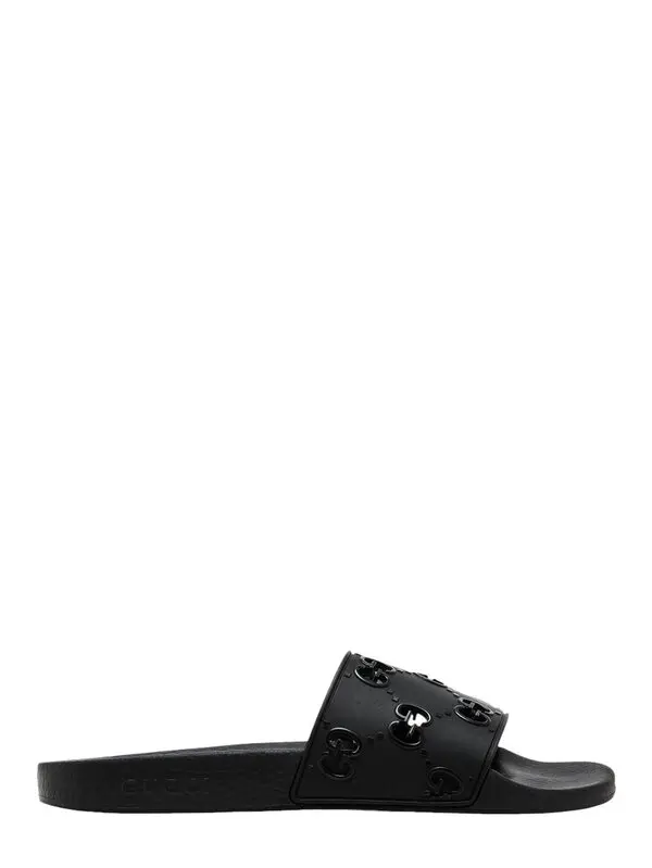 Gucci Rubber Gg Slide - Black