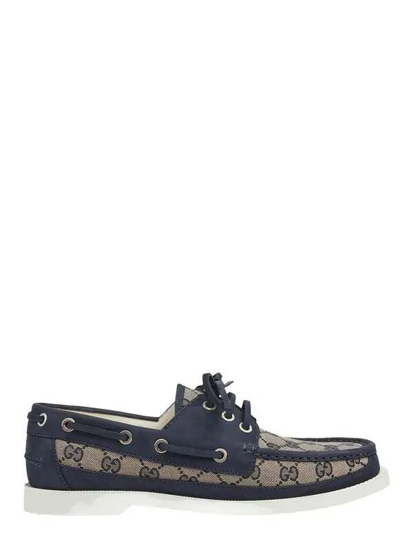 Gucci Gg Canvas Lace Up Loafer - Brown