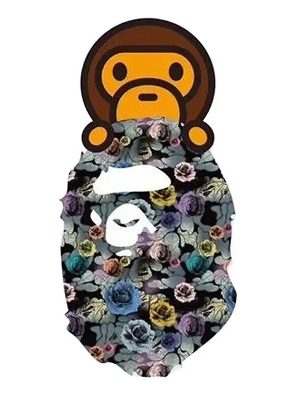 A BATHING APE Floral Camo Milo On Ape Head Tee - White