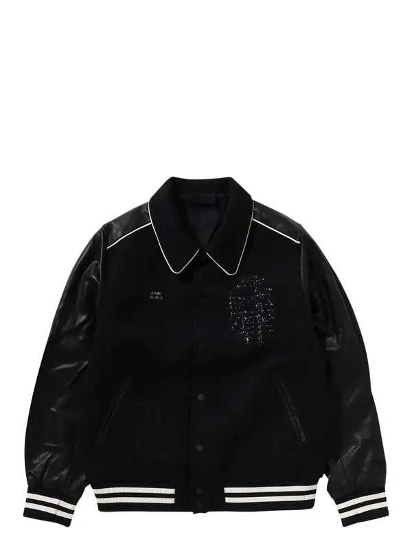 A BATHING APE Logo Baseball Jacket - Black