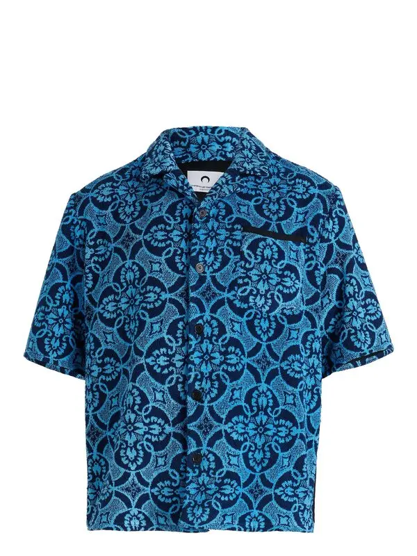 MARINE SERRE Oriental Aquarius Bowling Shirt - Blue