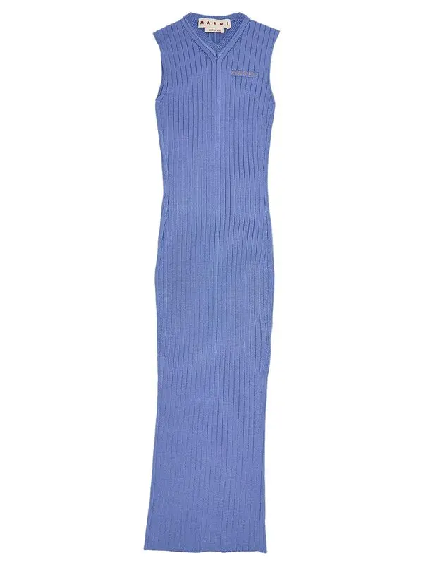 Marni Long Ribbed Dress - Blue