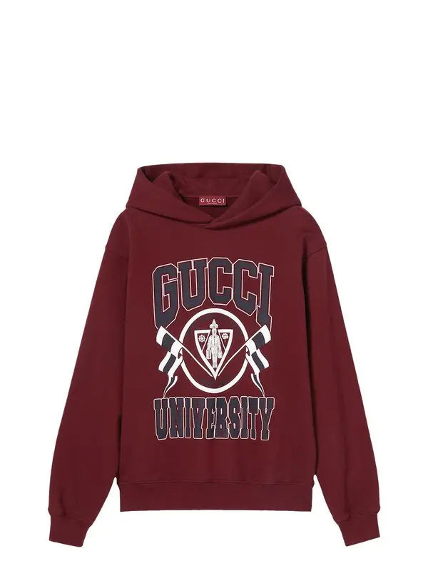 Gucci Printed Jersey Hoodie - Red