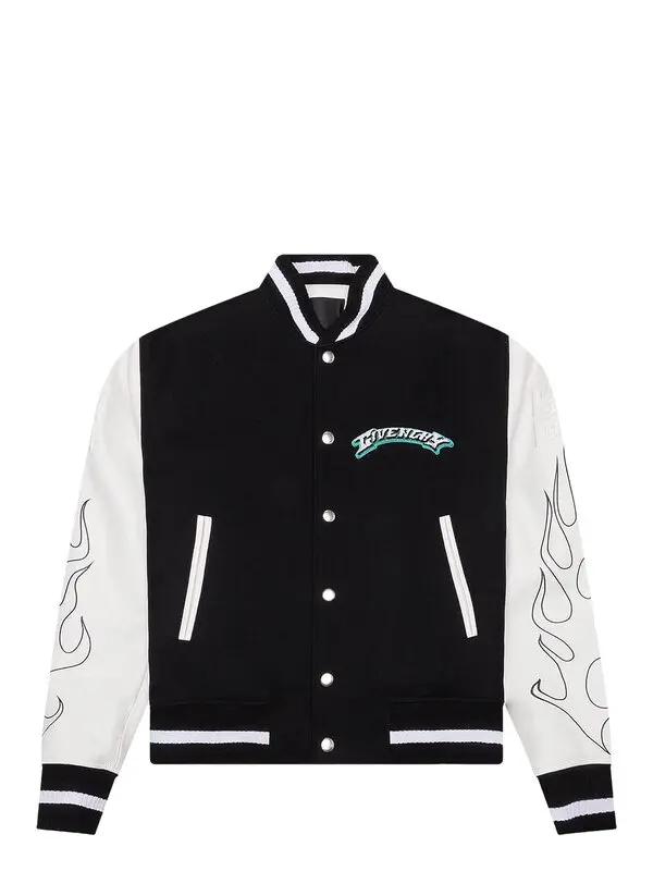Givenchy Varsity Wool & Grained Leather Jacket - Black