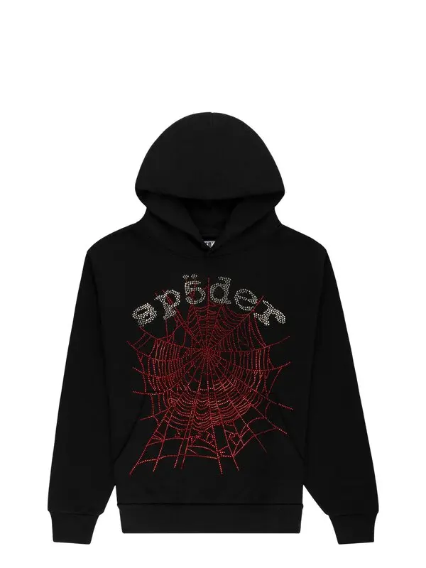 SP5DER Rhinestone Og Web V2 Hoodie - Black