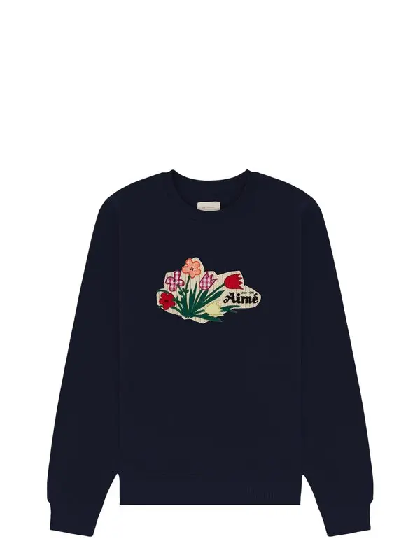 Aimé Leon Dore Floral Appliqué Crewneck Sweatshirt - Blue