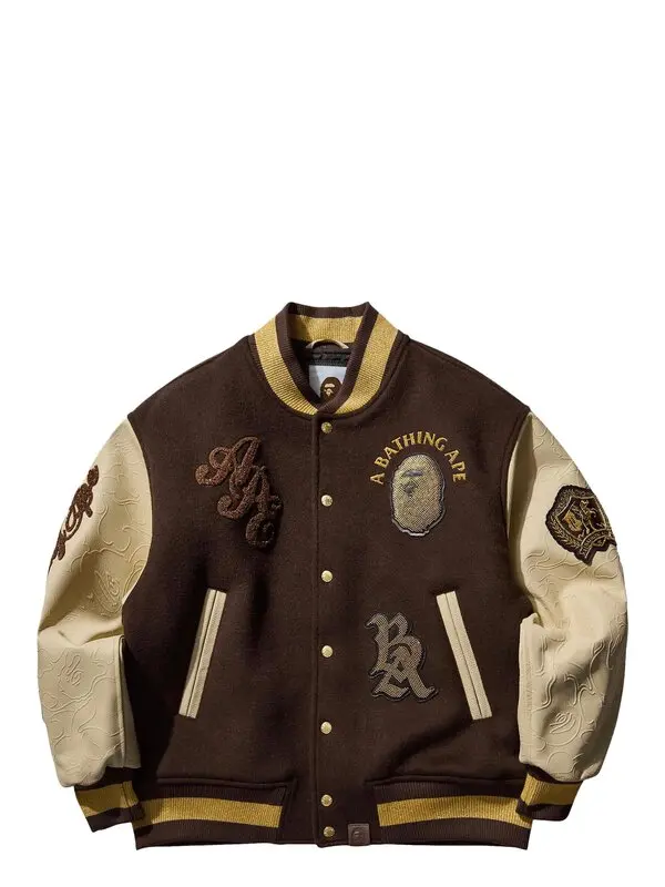 A BATHING APE Varsity Jacket - Brown