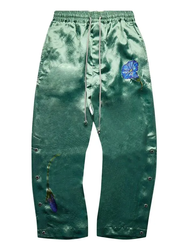 SONG FOR THE MUTE Falling Flowers Studded Track Pant - Green