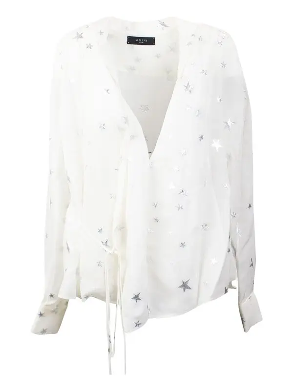 Amiri Stars Fil Coupe Wrap Shirt - White