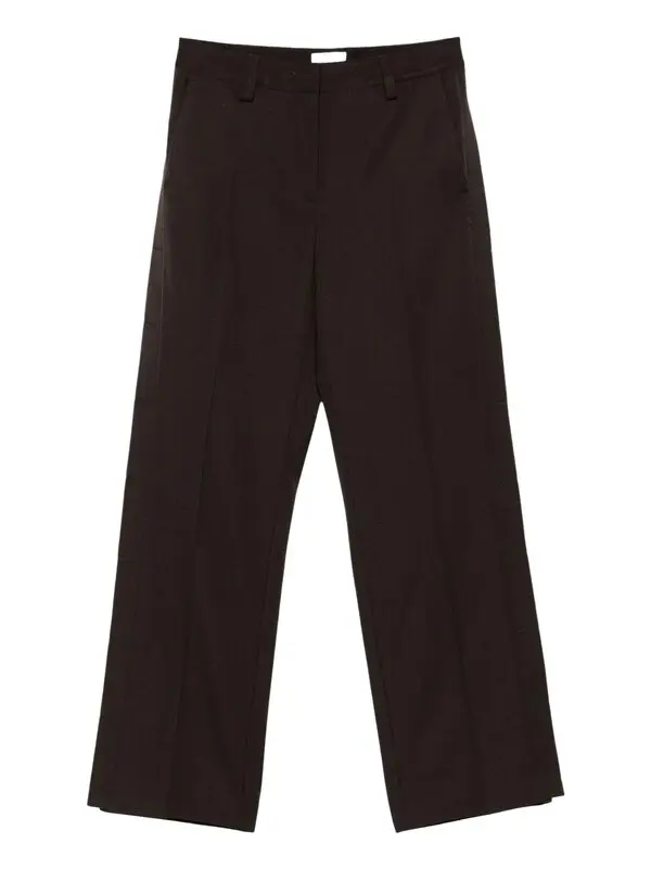 Off-White Virgin Wool Wide Leg Trousers - Brown