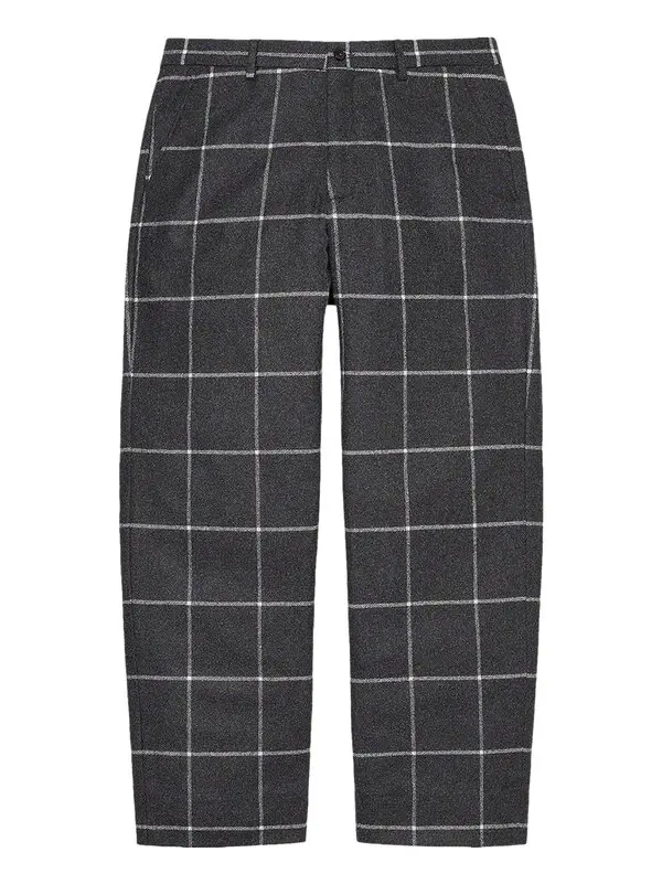 Supreme Windowpane Wool Trousers - Black