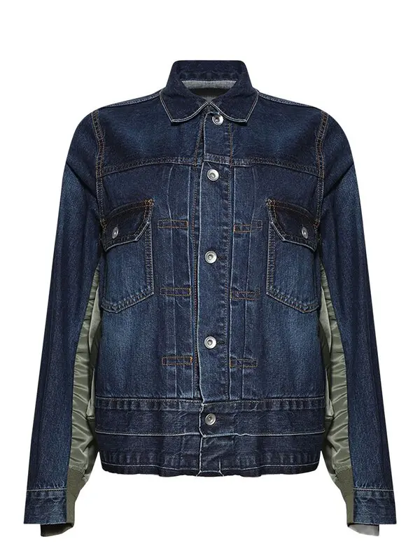 Sacai Denim And Twill Jacket - Blue