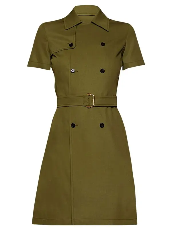 Burberry Double-breasted Belted Dress - Green