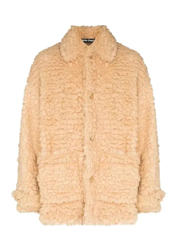 Palm Angels Curly Pea Coat - Tan