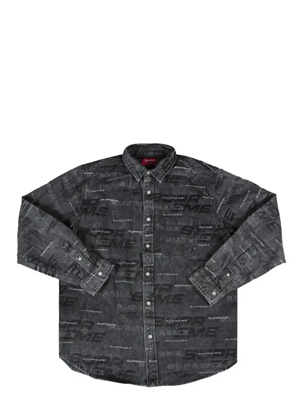 Supreme Dimensions Logo Denim Shirt - Black