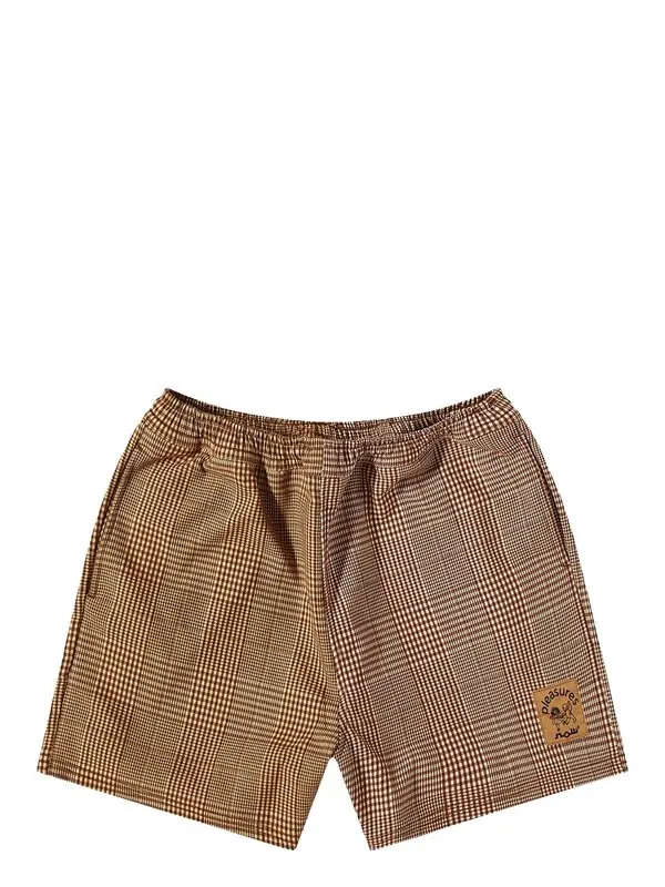 PLEASURES Chase Plaid Shorts - Brown