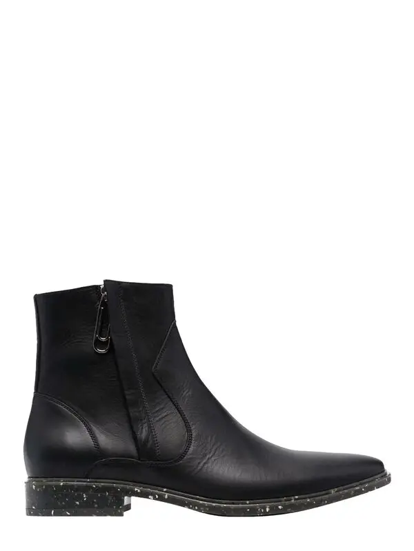 Off-White Zip-up Paperclip Ankle Boots - Black