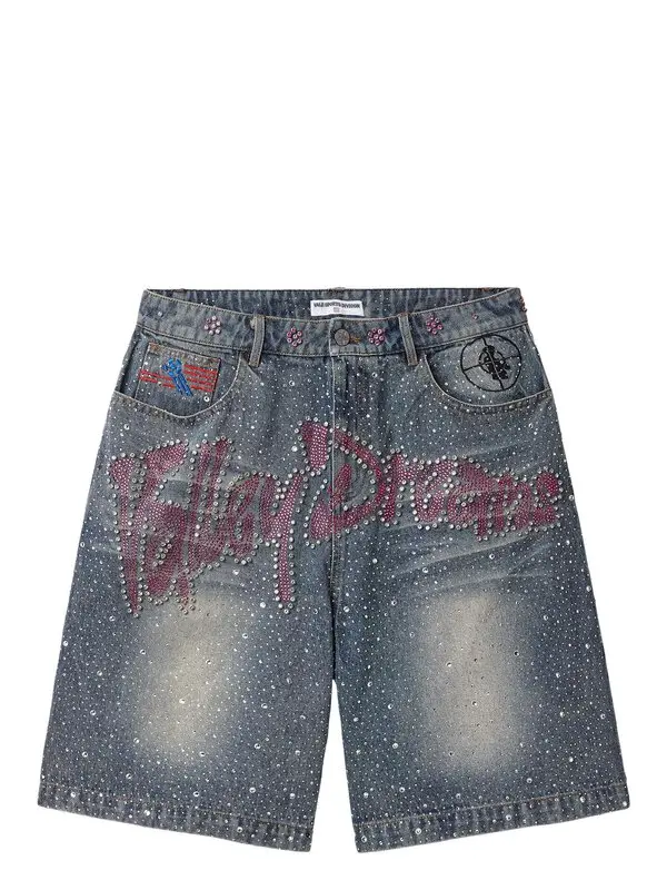 VALE FOREVER Iced Out Jorts - Blue