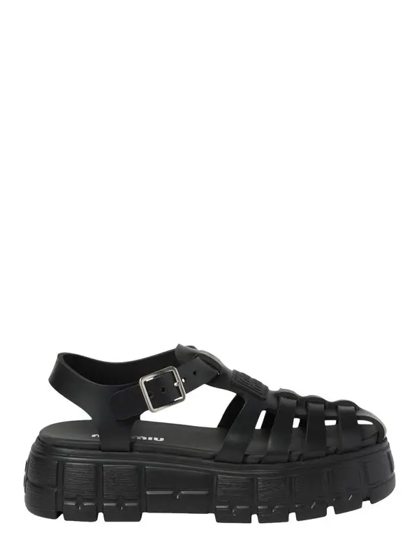 Miu Miu Soft Cage Flatform Sandal - Black