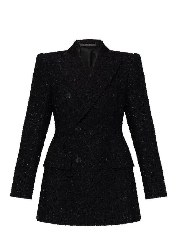 Balenciaga Hourglass Tweed Jacket - Black