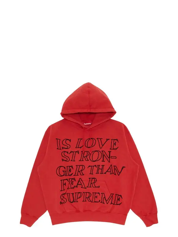 Supreme Stronger Than Fear Hooded Sweatshirt - Red