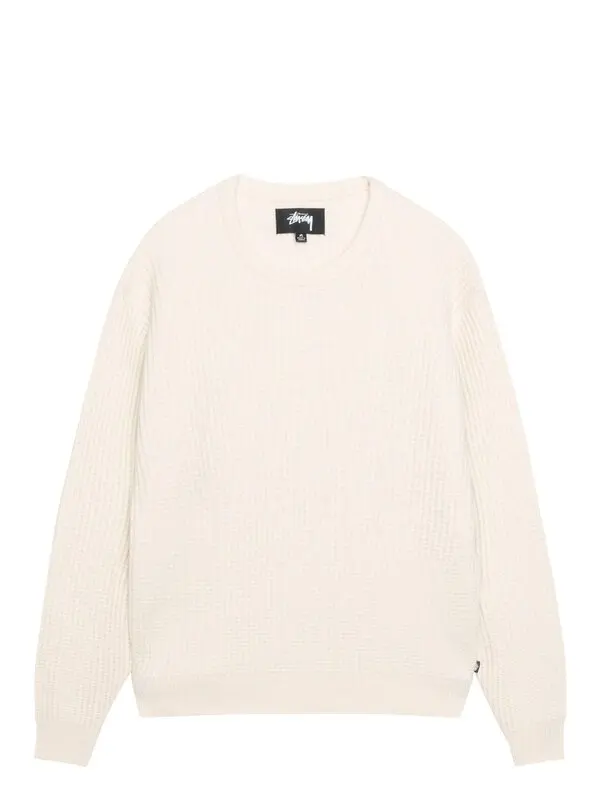 StÜssy Waffle Knit Cashmere Crew - Cream