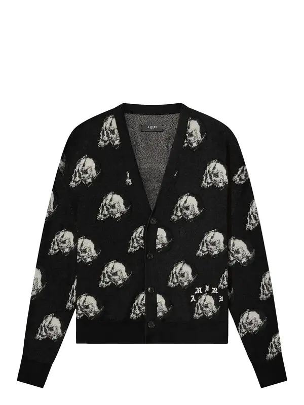 Amiri X Wes Lang Repeat Skull Cardigan - Black