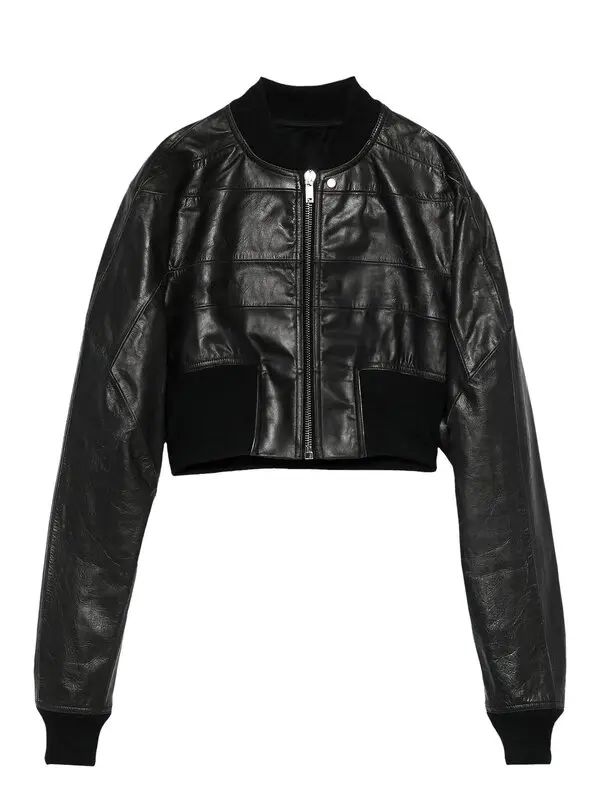 Rick Owens Leather Girdered Bomber Jacket - Black