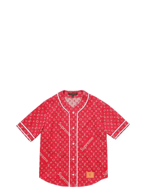 LOUIS VUITTON Jacquard Denim Baseball Jersey - Red
