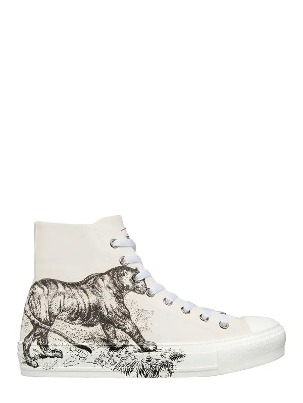 Dior Walk'n' Tiger Print High-top Sneakers - Cream