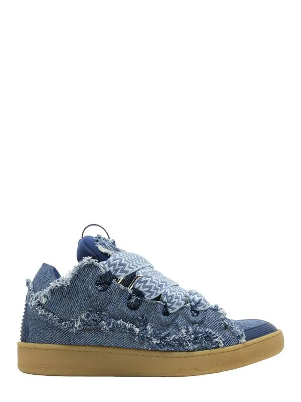 LANVIN Curb Frayed Denim Sneakers - Blue