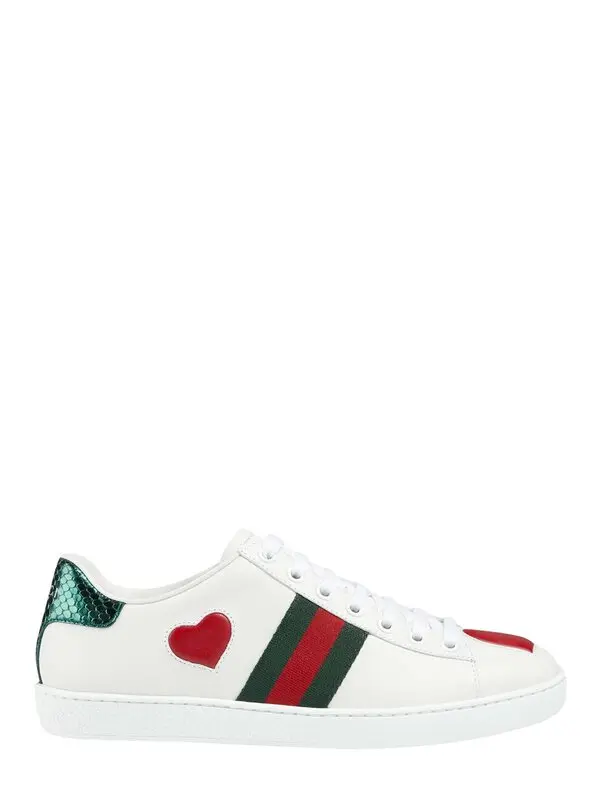 Gucci Ace Low Heart Sneakers - White