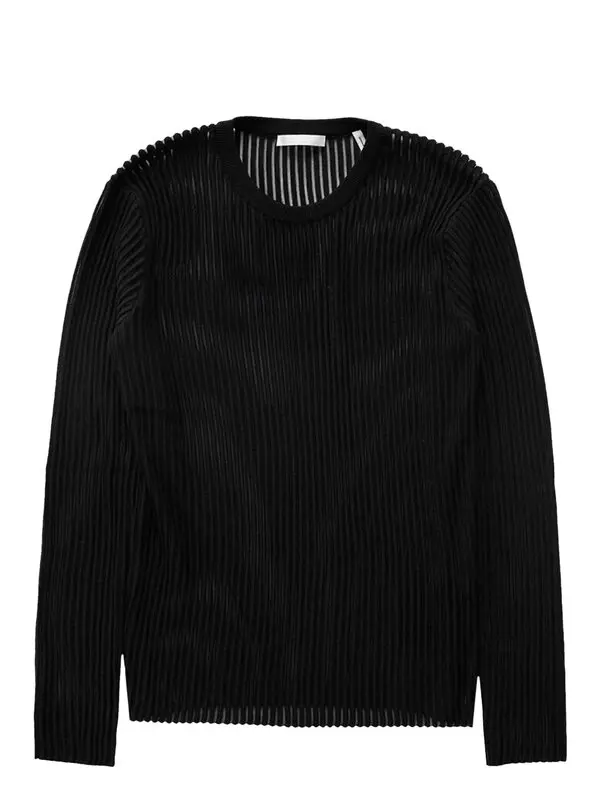 Helmut Lang Shadow Striped Mesh Sweater - Black