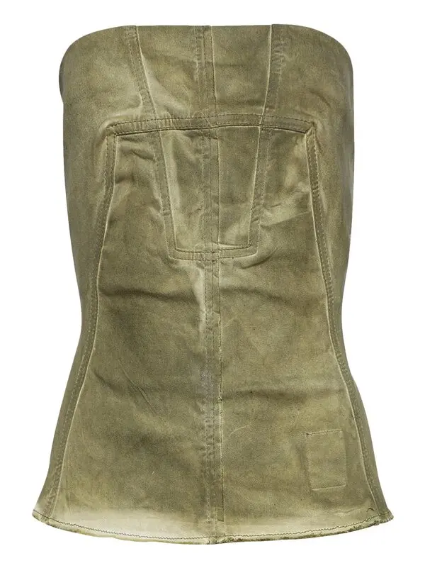 Rick Owens Porterville Stretch Denim Bustier Top - Green