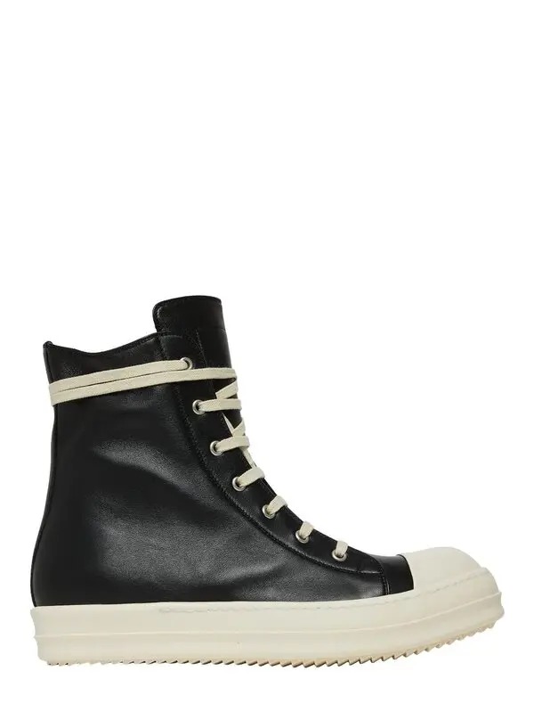 Rick Owens Strobe Leather High Top Sneakers - Black