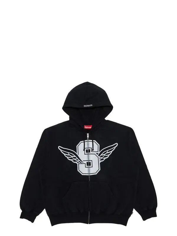 Supreme Wings Zip Up Hooded Sweatshirt - Black