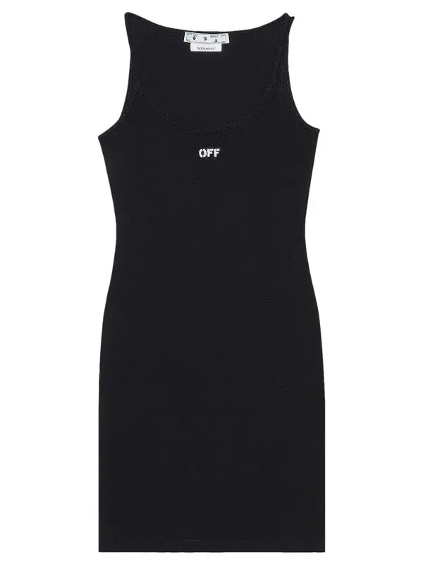 Off-White Off Stamp Rib Basic Tank Dress - Black