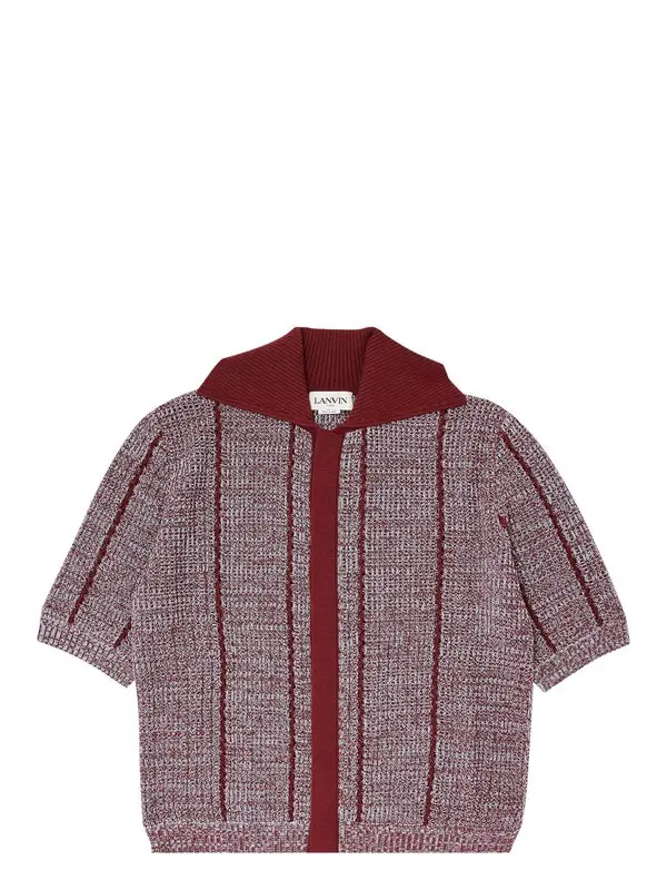 LANVIN Lace Knit Button-up Polo - Red