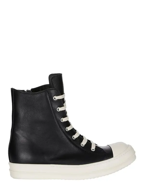 Rick Owens Concordians Leather High Top Sneakers - Black