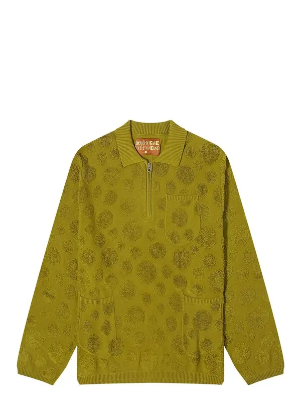 BRAIN DEAD Dot Half Zip Sweater - Green