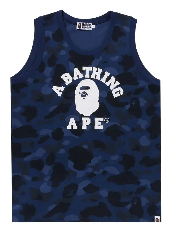 A BATHING APE Color Camo College Tank Top - Blue