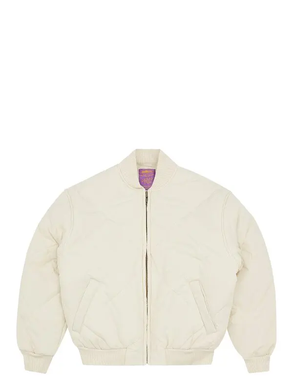 CORTEIZ Olde English Quilted Bomber Jacket - Cream