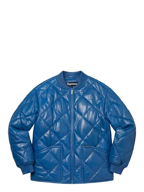 Supreme Quilted Leather Work Jacket - Blue