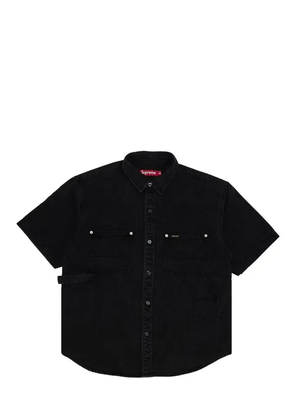 Supreme Loose Fit Short-sleeve Denim Painter Shirt - Black
