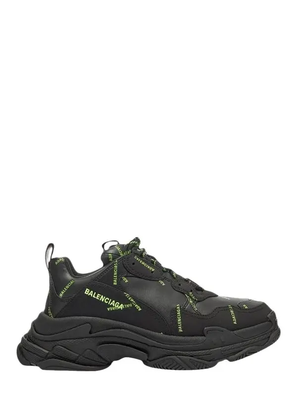 Balenciaga Triple S Allover Logo Sneakers - Black