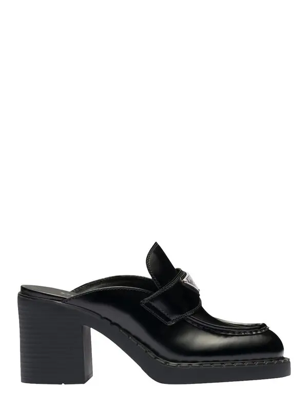 Prada Brushed Leather Mule - Black