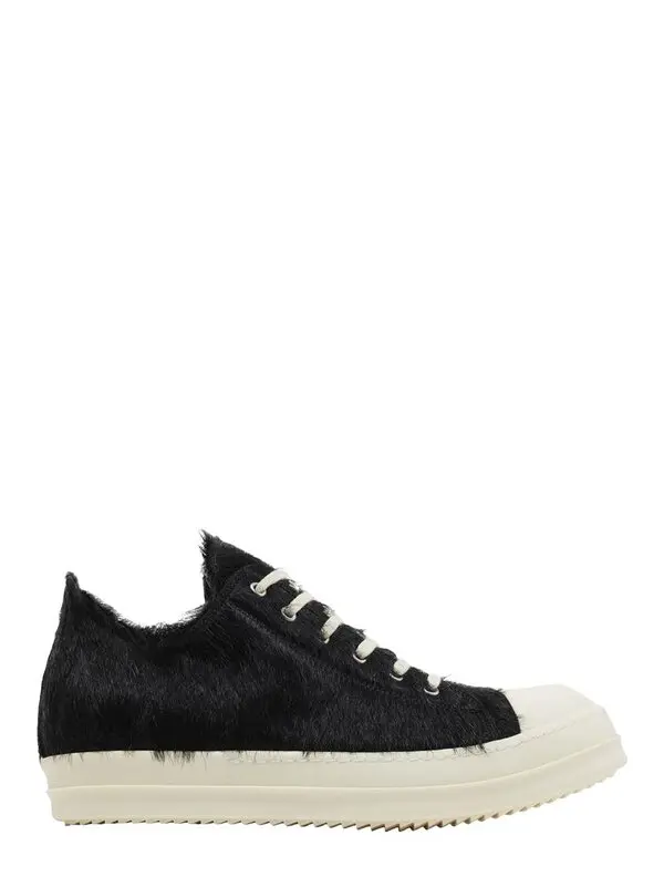 Rick Owens Strobe Low Cow Fur Sneakers - Black