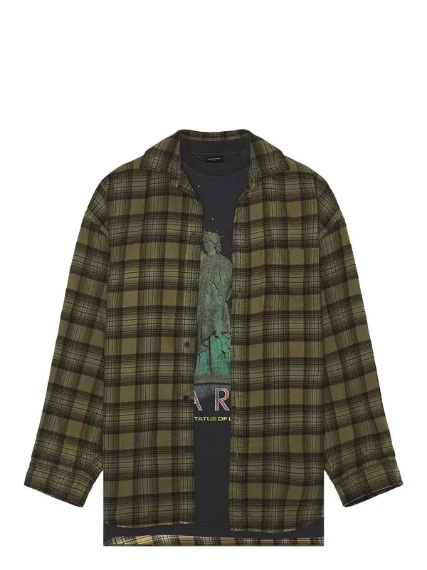 Balenciaga Paris Liberty Layered Oversized Shirt - Green