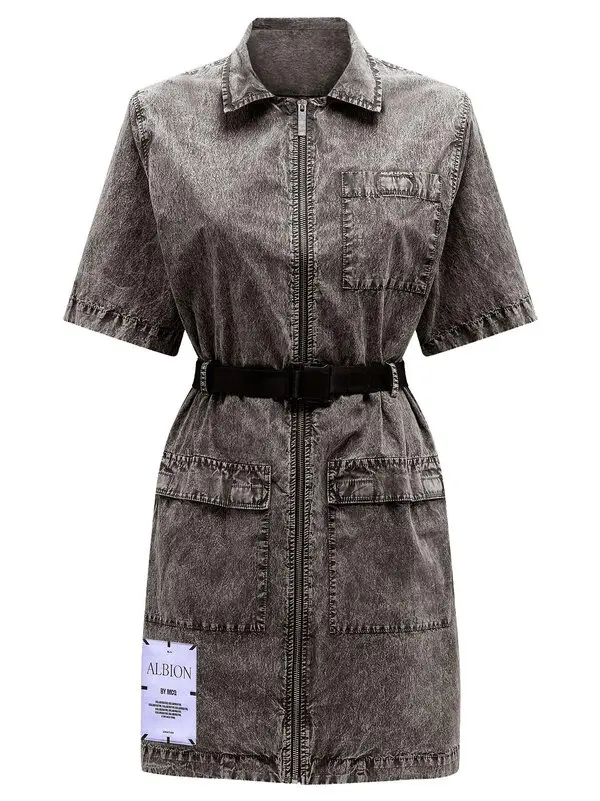Alexander McQueen Buckle Shirt Dress - Grey