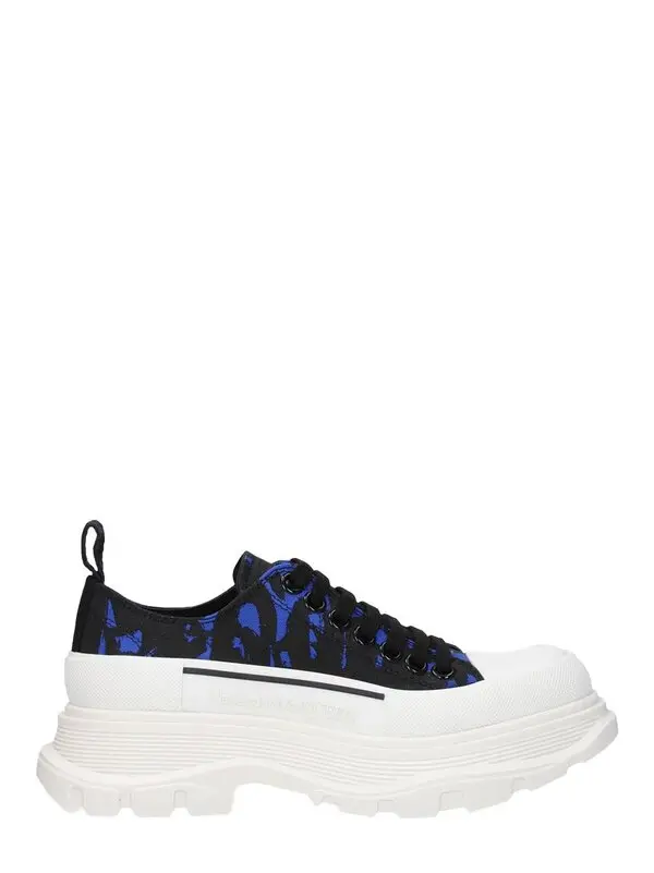 Alexander McQueen Tread Slick Low Lace Up Graffiti Logo - Blue